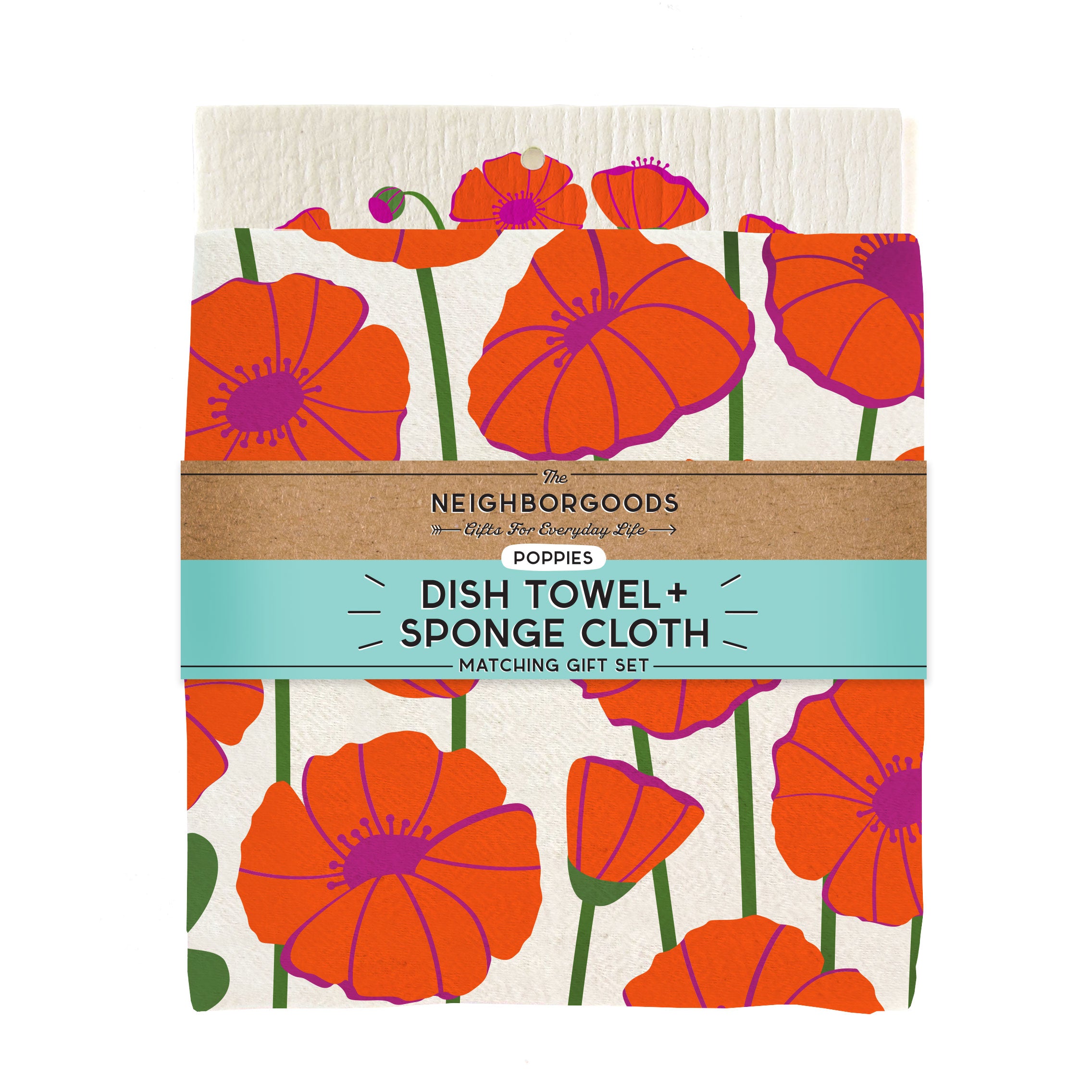Poppy Dish Towel + Sponge Cloth Gift Set - The Neighborgoods